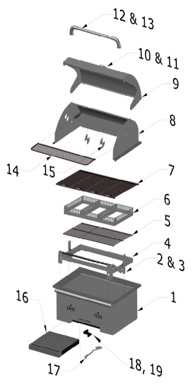 POOL360 | 30" Charcoal Stainless Steel Bison Premium Drop In Grill