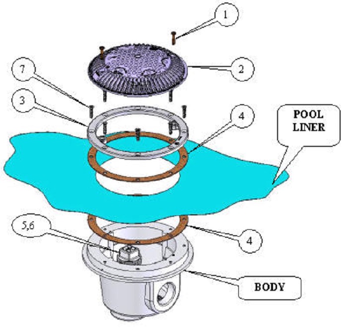 POOL360 | 1.5" FPT Dark Gray Dual Suction Main Drain Outlet with AV Grate