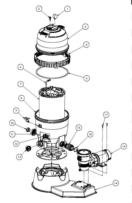 POOL360 | 1 Speed System:2 PLM100 AG Pool Filter System with OptiFlo® Pump 1 HP