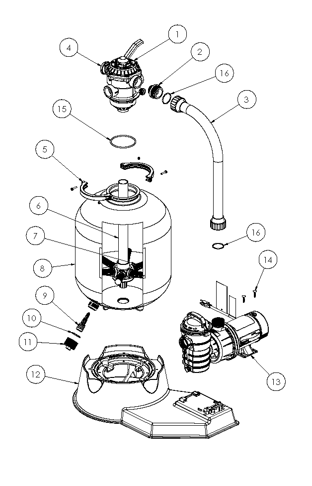 POOL360 | 1 Speed Sand Dollar® SD35 Above Ground Filtration System without Hose Kit 1 HP