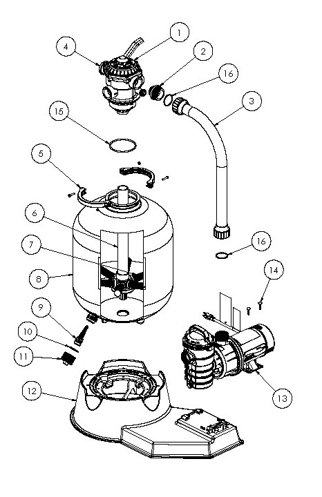 POOL360 | 19" 1 Speed Cristal-Flo II Filtration System with OptiFlo® AG ...