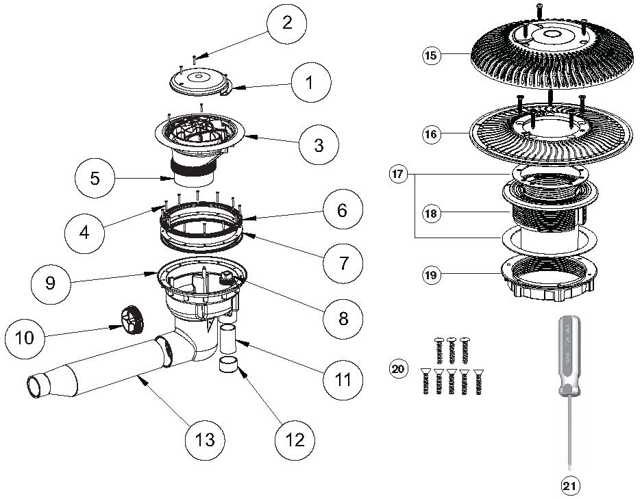 POOL360 | MDX-R3 Debris Drain White for Vinyl Pools