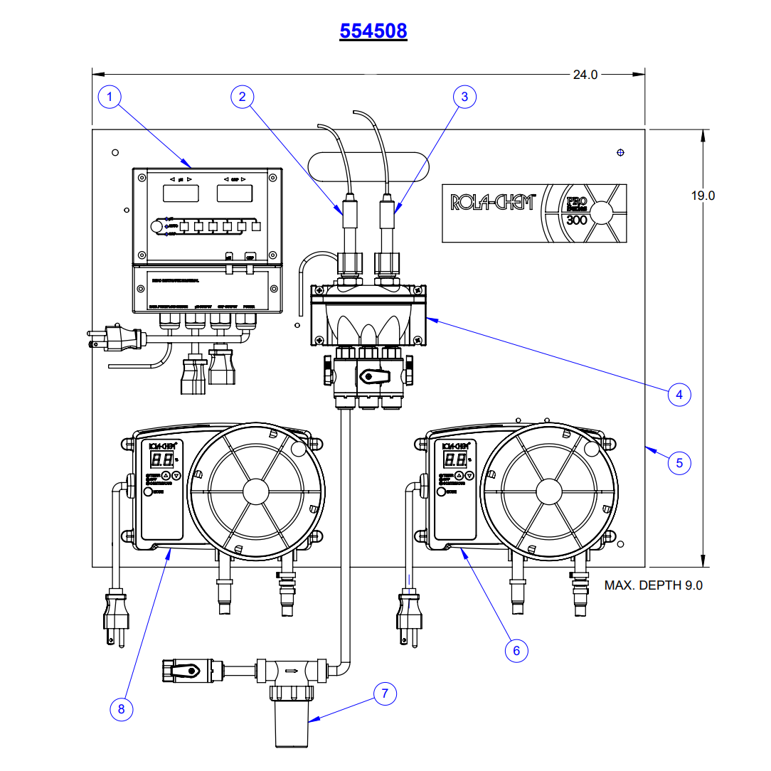 POOL360 | Digital Controller with (2) 77 GPD Peristaltic Pumps