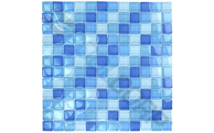 POOL360 | 1" x 1" Crystal Glass Tile Blends Turquoise Cobalt Blue
