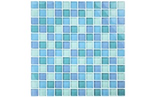POOL360 | 1" x 1" Aegean Glass Tile Blends Blue Turquoise Slate Blend