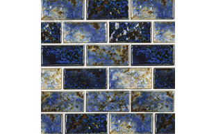 POOL360 | 1" x 2" Baroque Stone Glossy Tile Blue