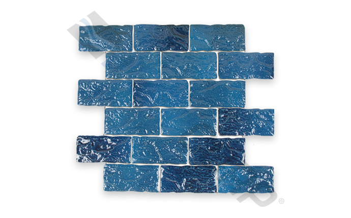 POOL360 | 2" x 4" Earthtone Brick Glossy Tile Ocean Blue