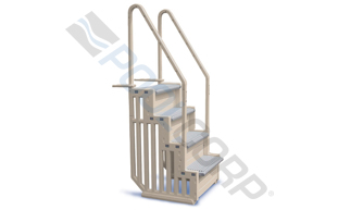 POOL360 | Warm Gray In-Pool Steps for Above Ground Pools with Flat Bottoms