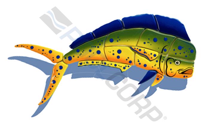 POOL360 | 37" x 17" Mahi Mahi Side View with Shadow Mosaic Pool Tile