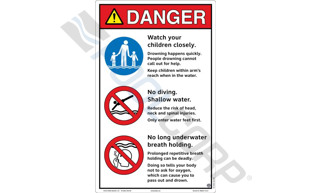 POOL360 | Indoor DANGER Warning Sign 3 Symbols