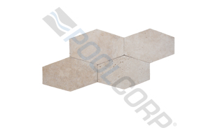 POOL360 | 12"x 24" Rectangular Hexagon Tumbled Travertine Paver Ivory