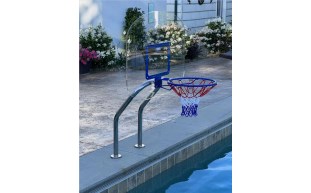 POOL360 | X2 Basketball Set with Copper Vein Dual Pole Frame, Net and Ball No Anchor