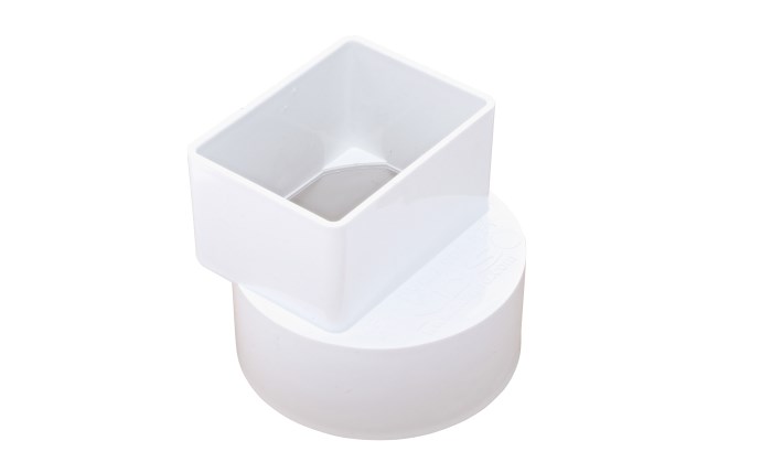 POOL360 | 2" x 3" x 4" White S&D Hub PVC Offset Downspout Adapter