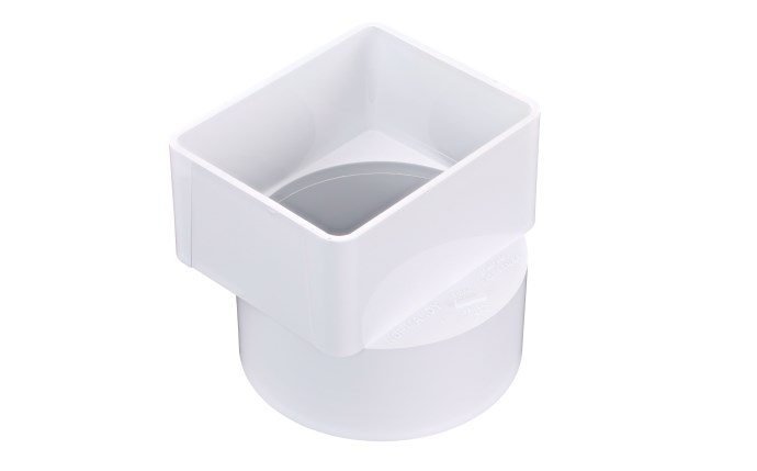 POOL360 | 3" x 4" x 4" White S&D Hub PVC Offset Downspout Adapter