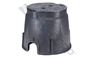 POOL360 | 10" Gray Round Pro-Spec Series Valve Box with Gray Bolt-Down Lid