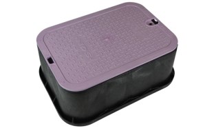 POOL360 | 14" x 19" x 6" Standard Series Black Valve Box with Purple ICV Overlapping Cover