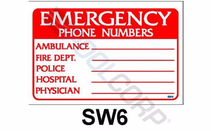 POOL360 | 12" x 18" Horizontal EMERGENCY PHONE NUMBERS Sign