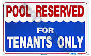 POOL360 | 12" x 18" Horizontal POOL RESERVED TENANTS Sign