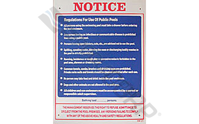 POOL360 | 18" x 24" Vertical NOTICE PUBLIC POOL RULES Sign