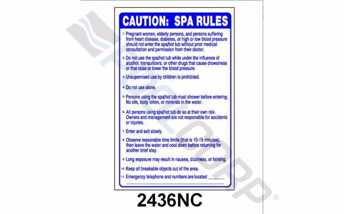 POOL360 | 24" x 36" Vertical CAUTION SPA RULES Sign