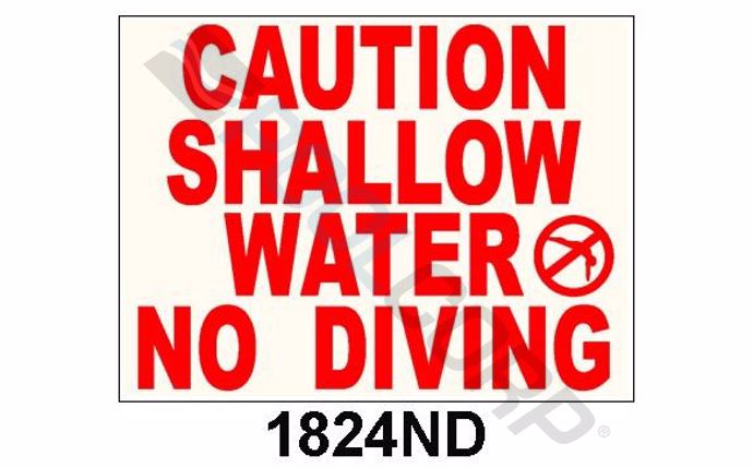 POOL360 | 18" x 24" Horizontal SHALLOW WATER NO DIVING Sign