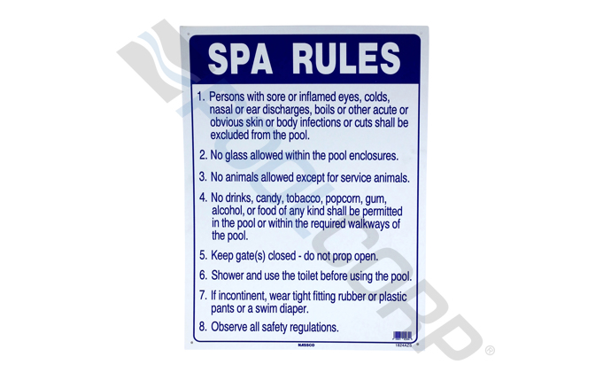 POOL360 | 18" x 24" Vertical SPA RULES Sign (AZ)