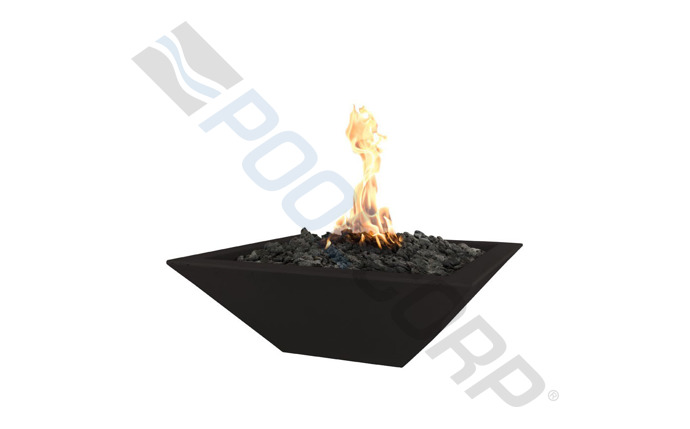 POOL360 | 24" Black Natural Gas GFRC Concrete Maya Fire Bowl