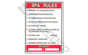 POOL360 | 18" x 24" Spa Rules Sign