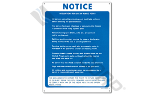 POOL360 | 18" x 24" Public Pool Regulations Sign