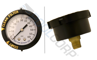 POOL360 | 2" Plastic Pressure Gauge 0.25" 0-60 PSI with Indicator Bezel ...