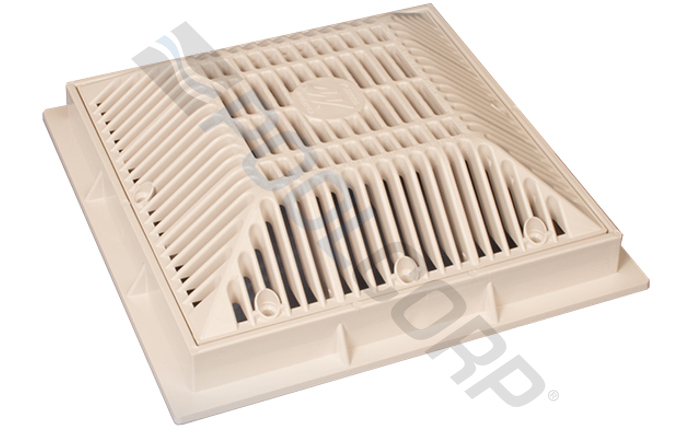 POOL360 | 9" x 9" Square White Anti-Vortex Main Drain Frame & Grate