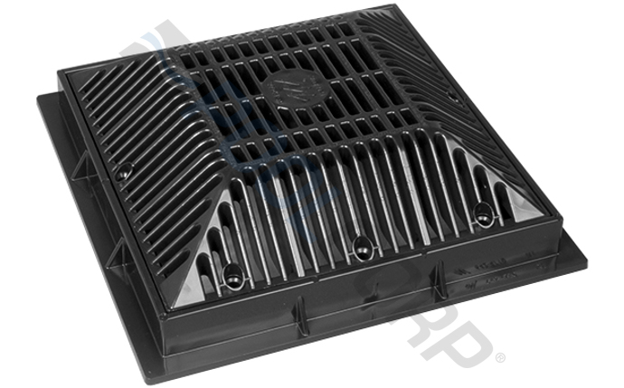 POOL360 | 9" x 9" Square Black Anti-Vortex Main Drain Frame & Grate