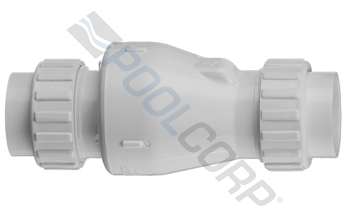 POOL360 | 2"S White Swing Union PVC Check Valve with 0.5 lb Spring