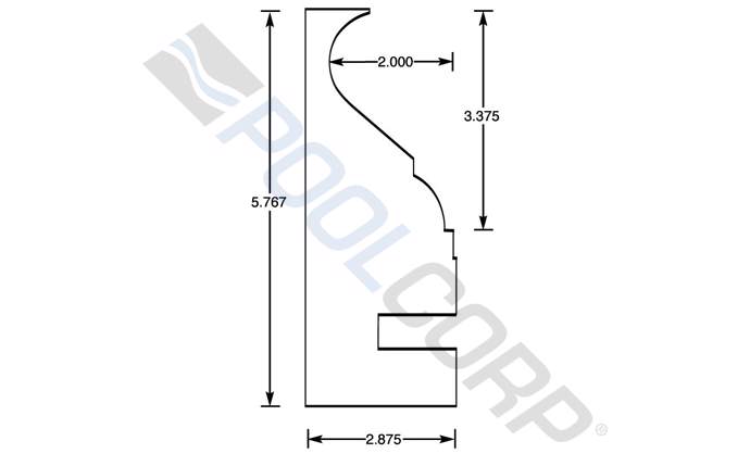 POOL360 | 8' Commercial Cantilever Form with White Tile Strip and Tie Wire